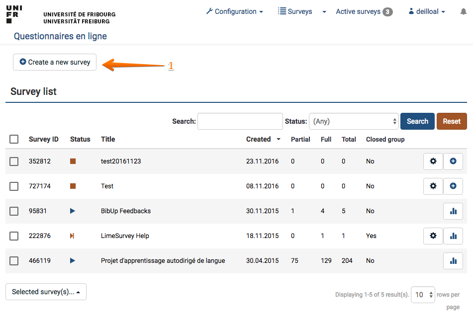 aideLS: Créer un questionnaire